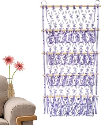 Generic Plüsch-Spielzeugnetz, 4-lagig, Boho-Organizer, Boho-Plüsch-Aufbewahrung, Makramee-Organizer, höhenverstellbare Hängematte für Kinderzimmer, Schlafzimm