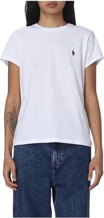 Polo Ralph Lauren Femme, Tops, Blanc, Taille: 42 FR T-shirt à Manches Courtes et Col Rond