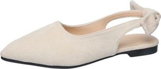 Generic Sandales plates à bout pointu pour femme avec bride arrière et noeud décoratif, confortables, légères, décontractées, beige, 40.5 EU