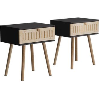 Vicco Nachttisch Holk, Anthrazit/Kiefer, 40 x 47 cm 2-er Set