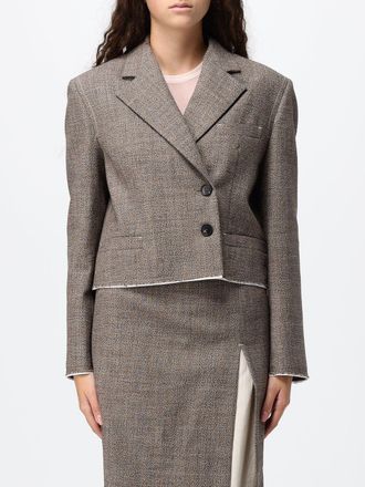 Tela Blazer court crois&eacute; en pure laine vierge avec &eacute;paules rembourr&eacute;es