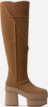 UGG New Heights Platform Xtra Boot f&uuml;r Damen in Brown, Gr&ouml;&szlig;e Wildleder