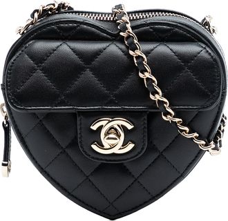 Chanel Black Mini Lambskin CC in Love Heart Crossbody