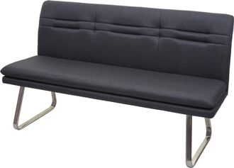 Mendler Sitzbank HWC-H70, Esszimmerbank Bank Polsterbank, R&uuml;ckenlehne Stoff/Textil Edelstahl geb&uuml;rstet - grau 160cm
