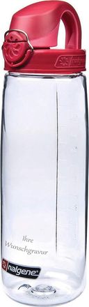 Nalgene Trinkflasche OTF - 0,65L, transparent-rot-hellrot, mit Namensgravur