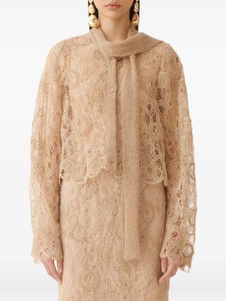 Fabiana Filippi Womens Macram&eacute;-Lace Tie-Neck Shirt Aw25 W