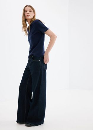 Mango T-shirt coton col en V bleu marine - Femme - XXS - MANGO