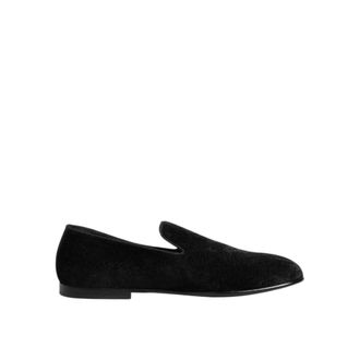 Dolce & Gabbana Luxus Samt Loafers Leder Laufsohle - - Shoes - Herren - Schwarzk - 40 1/2 EU