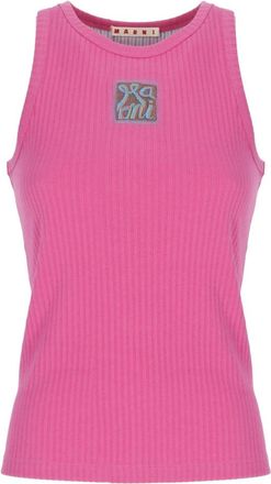 Marni Femme, Tops, Rose, Taille: 36 FR Logo Patch Tank Top