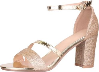 Elara Damen Sandaletten Strass Chunkyrayan C-23 Gold-36