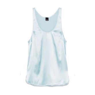 Pinko Pinko, Femme, Tops, Bleu, Taille: 36 FR Crazy Satin Silk Tank Top