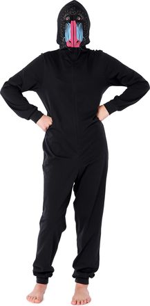 Ladeheid Mädchen Teenager Schlafoverall aus Baumwolle Jumpsuit Verkleidung mit Kapuze LA40-233 (Schwarz Pavian, 176)