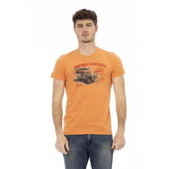 Trussardi Homme, Tops, Orange, Taille: XL Élégant T-shirt Orange à Manches Courtes
