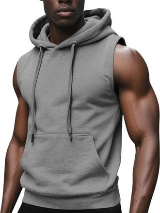 Generic D&eacute;bardeur &agrave; capuche pour homme - Sans manches - Fitness - Bodybuilding - Sport - Pull &agrave; capuche avec poches - Gym - Grandes tailles - T-shirt dentra&icirc;n