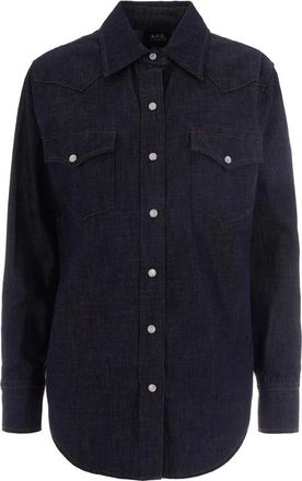 A.P.C. A.p.c., Femme, Blouses et Chemises, Bleu, Taille: 34 FR Western Shirt