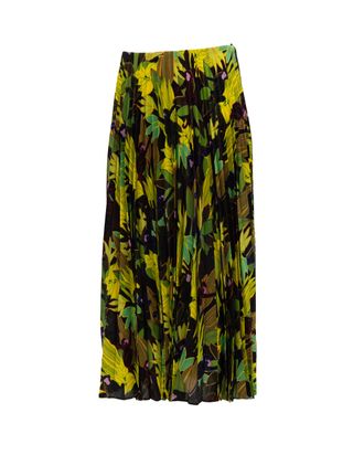 Valentino Garavani Womens Green Print Pleated Skirt