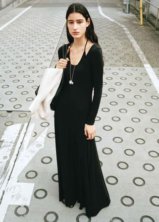 Mango Robe avec col combin&eacute; en maille fine noir - Femme - S - MANGO