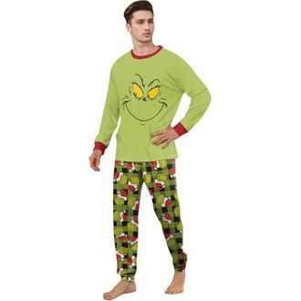 Generic Le Grinch Pyjama Noel Famille De Grinch Garcon Enfant Adulte Hiver Assorti Couple Pull The Bebe Chaud Et Doux Costume Coton Deguisement Ensemble Ensem