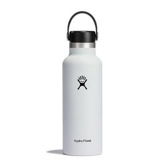 Hydro Flask Gourde Isotherme 532 ml (18 oz) - Bouteille Inox à Isolation Sous Vide - Bouchon Antifuite et Revêtement par Poudre - Ouverture Standard - Blanc