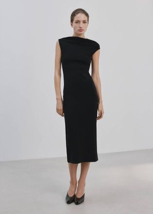 Mango Robe midi col asym&eacute;trique noir - Femme - XS - MANGO