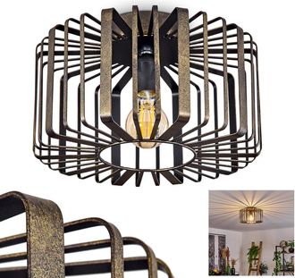 HOFSTEIN Deckenleuchte Oravi, runde Deckenlampe aus Metall in Bronzefarben/Altgoldfarben, 1-flammig, E27-Fassung, ohne Leuchtmittel, Ø 30 cm, Retro/Vintage Leu