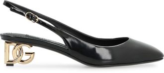 Dolce & Gabbana Womens Slingback Pumps Patent Leather Black Calf