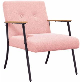 vidaXL Sessel Rosa Lockiger woll&auml;hnlicher Stoff vidaXL