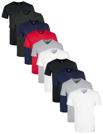 Lower East Basic T-Shirts mit V-Ausschnitt für Herren 3er I 5er I 10er Pack aus 100% Baumwolle in vielen Farben