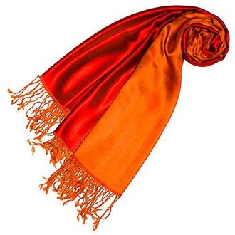 Lorenzo Cana Lorenzo Cana Écharpe réversible, pour femme, pashmina, 70 % soie, 30 % viscose, 70 x 190 cm, bicolore, rouge-orange, Taille Unique