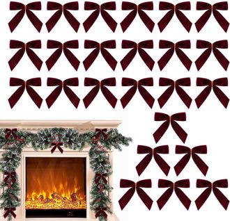 Generic Samt f&uuml;r Weihnachtsbaum - 24 St&uuml;ck Weihnachtsdekoration | Vintage f&uuml;r Kr&auml;nze, f&uuml;r Handwerk, Hochzeiten, Partys, S&uuml;&szlig;igkeitenbeutel, Haust&uuml;r