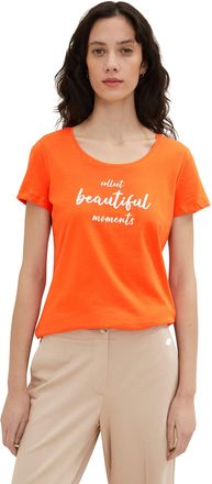 Tom Tailor Damen 1036193 T-Shirt mit Print, 15612 - Fever Red, XXL