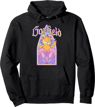 Garfield Pastel Stained Glass Heart Retro Cat Cartoon Pullover Hoodie