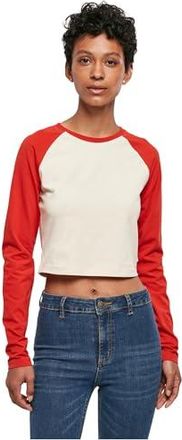 Urban Classics Rétro Baseball Bio T-Shirt à Manches Longues Femme Sable Blanc/Rouge XL