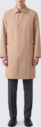 Canali Trench-coat droit en m&eacute;lange de coton &agrave; fermeture dissimul&eacute;e