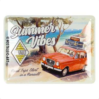 Nostalgic Art Plaque r&eacute;tro, 15 x 20 cm, Renault - Summer Vibes - Id&eacute;e cadeau pour fans de Renault, Official License Product (OLP), en m&eacute;tal, design vintage