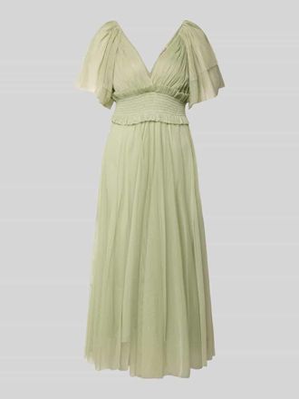 Lace & Beads Midikleid mit Smok-Details und V-Ausschnitt