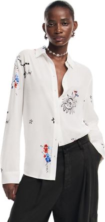 Desigual Damen Woman Woven Shirt Long Sleeve Blouse, Weiß, XL EU