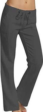 Generic Pantalon Lin Femme &Eacute;t&eacute; L&eacute;ger D&eacute;contract&eacute; Pantalon D&eacute;contract&eacute; Slim Temp&eacute;rament en Coton et Lin pour Femme V&ecirc;tements Large L&eacute;ger Yoga (Black XXXL)