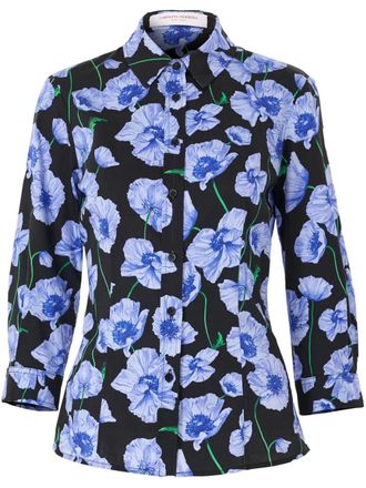 Carolina Herrera chemise &agrave; fleurs - Noir