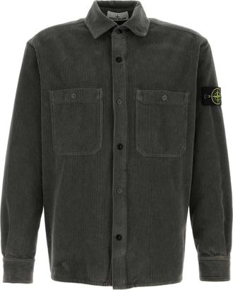 Stone Island surchemise en velours côtelé - Gris