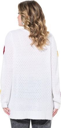 Miamoda Damen gro&szlig;e Gr&ouml;&szlig;en &Uuml;bergr&ouml;&szlig;en Plus Size Pullover, Classic Fit, 3D Bl&uuml;ten, Seitenschlitze Offwhite 46+ 836040200-46+