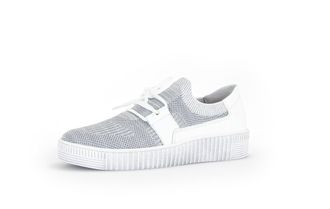 Gabor Damen Low-Top Sneaker, Frauen Halbschuhe,Wechselfußbett,Best Fitting,Turnschuhe,Laufschuhe,schnürschuhe,grau/Weiss/Silber,38.5 EU / 5.5 UK