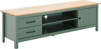 Altobuy Altobuy - tina - Meuble tv 1 Porte 2 Tiroirs Bois Ciré et Vert