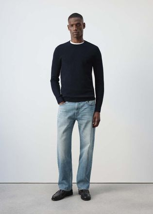 Mango Pull en m&eacute;lange de coton maille fine bleu marine - Homme - XXL - MANGO MAN