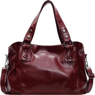 Generic Compatible avec les sacs &agrave; bandouli&egrave;re larges - Sac main classique de couleur unie for femme, grande capacit&eacute;(Wine Red)