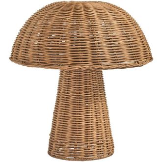 Beliani Tischlampe Pilz ALERO Rattan Naturfarben