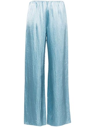 Nanushka pantalon en satin à coupe droite - Bleu