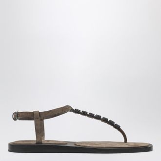 Brunello Cucinelli Zehentrenner-Sandalen aus Wildleder mit Precious Straps