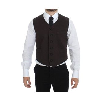 Dolce & Gabbana Elegante Braune Baumwollmischungsweste - - Suits - Herren - Braun - S