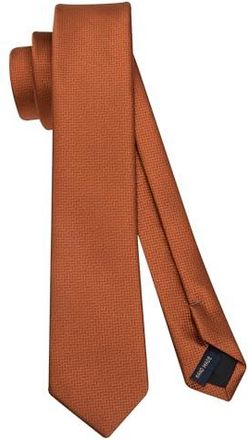 Hisdern Cravate Homme 6CM fines de couleur unie idéales pour les mariages et les affaires Plusieurs couleurs disponibles Orange Brûlée